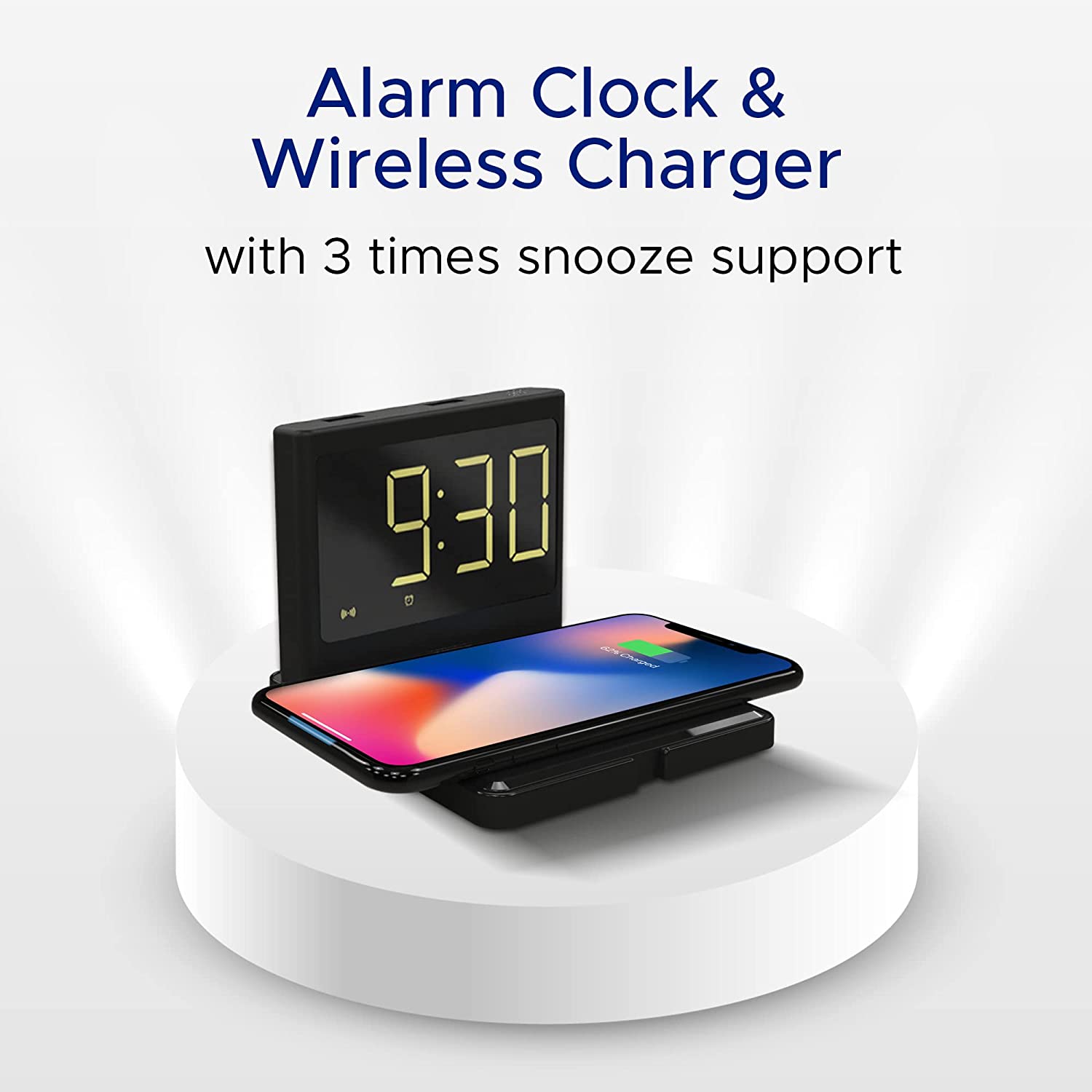 Alarm Clock with Wireless Charging Pad for Smartphones | Charging Dock ...