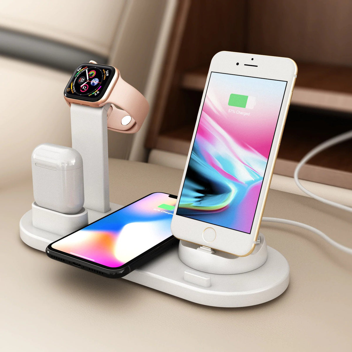 4-in-1 Multi Device Fast Charging Dock Station Wireless Phone Charger ...